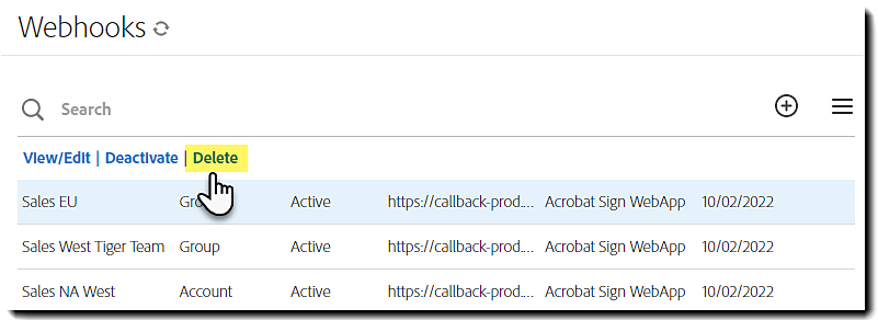 Delete a webhook Delete a webhook